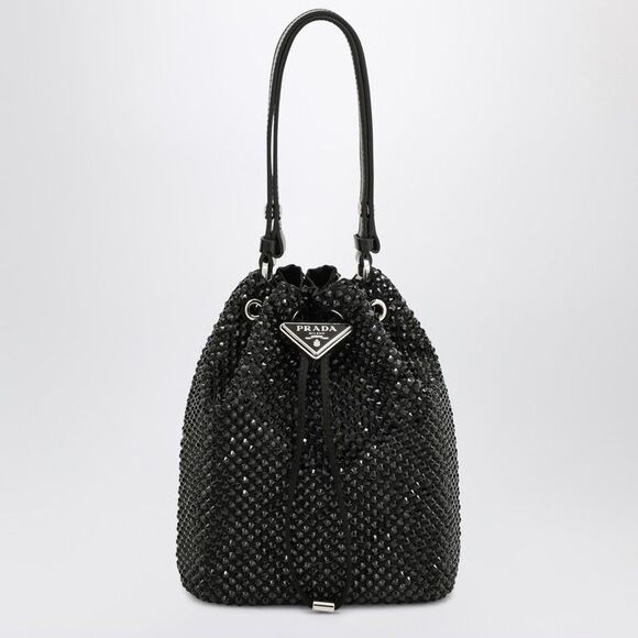 Prada | Bags | Prada Black Satin Bucket With Crystals Women | Poshmark
